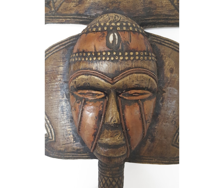 African Creative :: Decorative Kota Mask with Brass Detail - 2