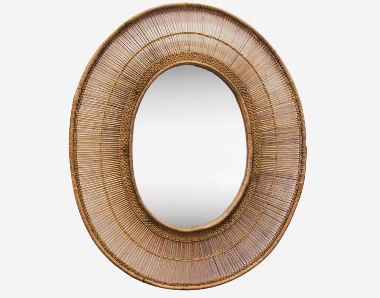 African Creative :: Large Rattan Mirror - Natural